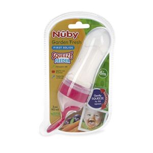 Nuby Garden Fresh Silicone Squeeze Feeder with Spoon and Hygienic Cover Red