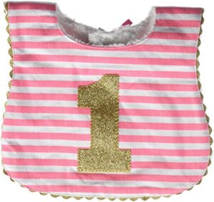 mud pie baby girl birthday bib, stripe, one size