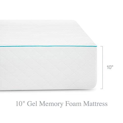 LINENSPA 10 Inch Gel Memory Foam Mattress - Dual Layered - CertiPUR-US Certified - Medium Feel - 10 Year Warranty - Queen Size