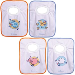 dreambaby terry cloth pullover baby bibs - super absorbent for feeding and drooling toddlers - farm animals , 4 count