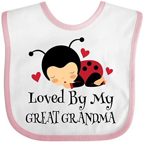 inktastic Loved By My Great Grandma Baby Bib White and Pink 20ed5