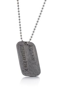 marvel comics wolverine/logan 2-sided silvertone dog tag on 20 inch chain