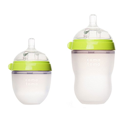 Comotomo - Natural-Feel Baby Bottles - 8oz Bottle + 5oz Bottle Pack - Green