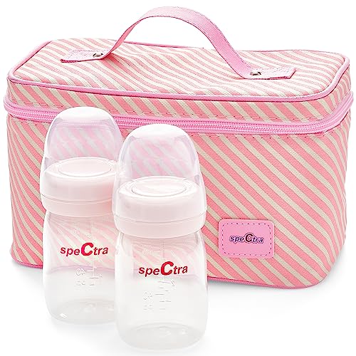 Spectra - Cooler Bag Storage Kit for Breast Milk - Pink (Ice Pack and 2 Wide Neck Bottles)