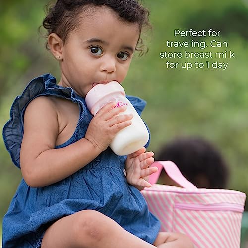 Spectra - Cooler Bag Storage Kit for Breast Milk - Pink (Ice Pack and 2 Wide Neck Bottles)