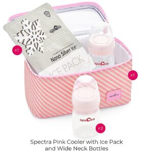 Spectra - Cooler Bag Storage Kit for Breast Milk - Pink (Ice Pack and 2 Wide Neck Bottles)