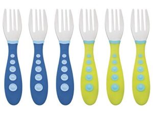 gerber stainless steel tip kiddy cutlery forks - 6 pack, blue/green