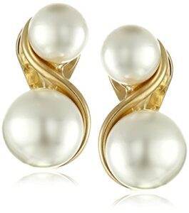 anne klein gold-tone & faux pearl clip-on earrings