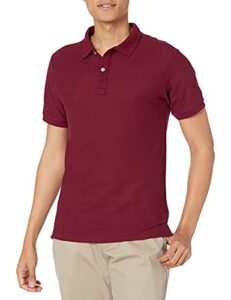 izod uniform young mens short sleeve pique polo, burgundy, 36/37