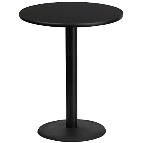 Flash Furniture Stiles 36'' Round Black Laminate Table Top with 24'' Round Bar Height Table Base