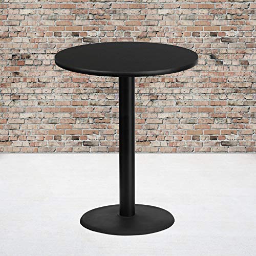 Flash Furniture Stiles 36'' Round Black Laminate Table Top with 24'' Round Bar Height Table Base