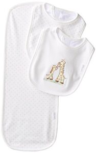 little me baby boys' 3-piece giraffe bib and burp set