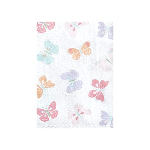 Hudson Baby Unisex Baby Cotton Flannel Burp Cloths Bundle, Pastel Butterfly, One Size