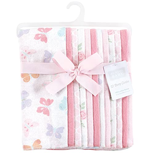 Hudson Baby Unisex Baby Cotton Flannel Burp Cloths Bundle, Pastel Butterfly, One Size