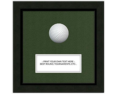 Hole in One 7x7 Black Golf Ball Frame Moulding blk-004 Shadowbox Frame, Green Mat (Card & Ball not Included)