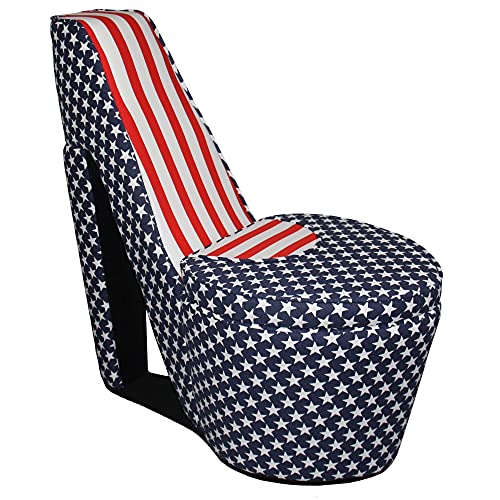 Ore International High Heels Storage Chair, Patriotic Blue, White Red