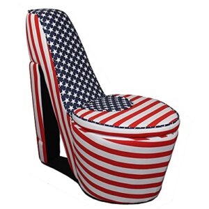 Ore International High Heels Storage Chair, Patriotic Blue, White Red