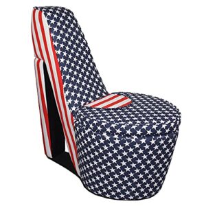 Ore International High Heels Storage Chair, Patriotic Blue, White Red