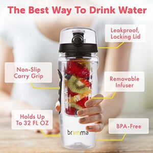 Fruit Infuser Water Bottle - 32 oz Large, Leakproof Plastic Fruit Infusion Water Bottle for Gym, Camping, and Travel