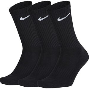 NIKE Unisex Performance Cushion Crew Socks with Bag (6 Pairs), Black/White, Medium