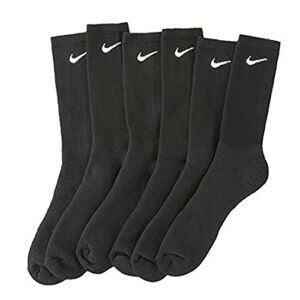 NIKE Unisex Performance Cushion Crew Socks with Bag (6 Pairs), Black/White, Medium