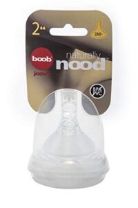 joovy boob naturally nood bottle nipples featuring ultra-strong silicone with bumps to mimic mom and available in 5 flows - compatible with joovy boob bottle line (stage 2)