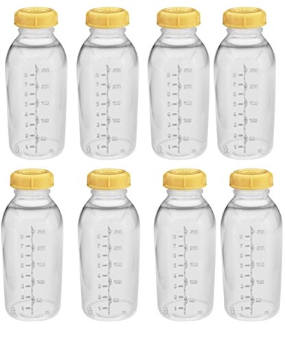 Medela Breastmilk Collection Storage Feeding Bottle with Lids-8 Pack (8 Bottles and 8 Lids)w/lid 8oz /250ml