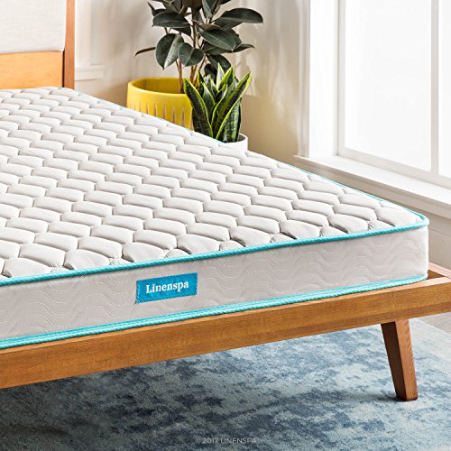 Linenspa 6 Inch Innerspring Queen Mattress with Foam Layer - Firm Feel - CertiPUR-US Certified - Mattress in a Box White