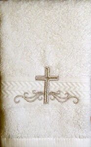 integrity designs baby baptism terrycloth with silver cross