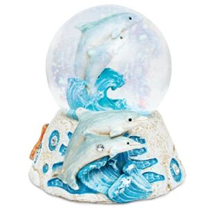 COTA Global Dolphin Stone Snow Globe - Sparkly Water Globe Figurine with Sparkling Glitter, Collectible Novelty Ornament for Home Decor, for Birthdays, Christmas, and Valentine's Day