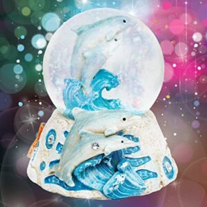 COTA Global Dolphin Stone Snow Globe - Sparkly Water Globe Figurine with Sparkling Glitter, Collectible Novelty Ornament for Home Decor, for Birthdays, Christmas, and Valentine's Day