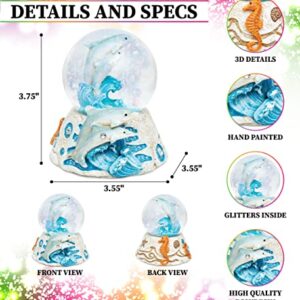 COTA Global Dolphin Stone Snow Globe - Sparkly Water Globe Figurine with Sparkling Glitter, Collectible Novelty Ornament for Home Decor, for Birthdays, Christmas, and Valentine's Day