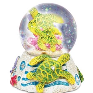 COTA Global Sea Turtle Stone Snow Globe - Sparkly Water Globe Figurine with Sparkling Glitter, Collectible Novelty Ornament for Home Decor, for Birthdays, Christmas, and Valentine's Day