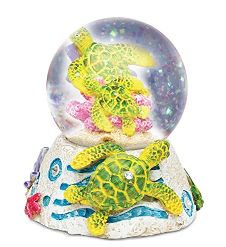 COTA Global Sea Turtle Stone Snow Globe - Sparkly Water Globe Figurine with Sparkling Glitter, Collectible Novelty Ornament for Home Decor, for Birthdays, Christmas, and Valentine's Day