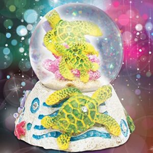 COTA Global Sea Turtle Stone Snow Globe - Sparkly Water Globe Figurine with Sparkling Glitter, Collectible Novelty Ornament for Home Decor, for Birthdays, Christmas, and Valentine's Day