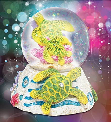 COTA Global Sea Turtle Stone Snow Globe - Sparkly Water Globe Figurine with Sparkling Glitter, Collectible Novelty Ornament for Home Decor, for Birthdays, Christmas, and Valentine's Day