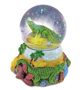 cota global alligator stone snow globe - sparkly water globe figurine with sparkling glitter, collectible novelty ornament for home decor, for birthdays, christmas, and valentine's day