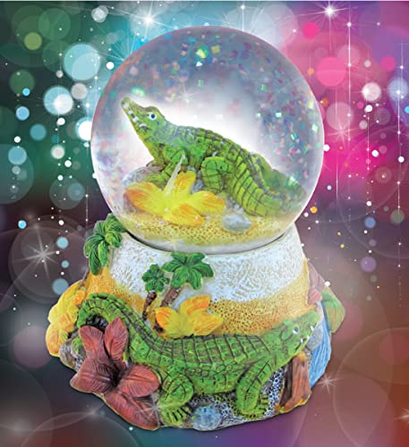 COTA Global Alligator Stone Snow Globe - Sparkly Water Globe Figurine with Sparkling Glitter, Collectible Novelty Ornament for Home Decor, for Birthdays, Christmas, and Valentine's Day