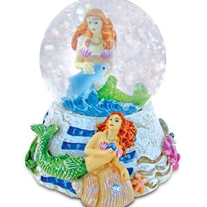 COTA Global Mermaid Stone Snow Globe - Sparkly Water Globe Figurine with Sparkling Glitter, Collectible Novelty Ornament for Home Decor, for Birthdays, Christmas, and Valentine's Day