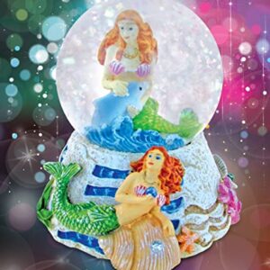 COTA Global Mermaid Stone Snow Globe - Sparkly Water Globe Figurine with Sparkling Glitter, Collectible Novelty Ornament for Home Decor, for Birthdays, Christmas, and Valentine's Day