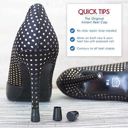 GoGoHeel Quick Tips - The Original High Heel Protector & Heel Repair Caps - 2 Pairs (Small, Medium, Black)