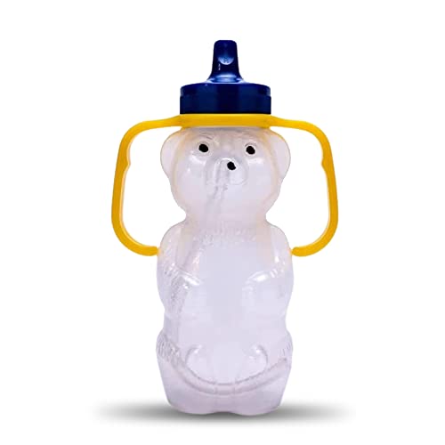 TalkTools Honey Bear Drinking Cup with 2 Straws - Special Needs Assistive Drink Container | Spill Proof & Leak Resistant Lid | Helps teach lip rounding, tongue retraction and other oral-motor skills.