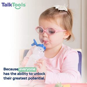 TalkTools Honey Bear Drinking Cup with 2 Straws - Special Needs Assistive Drink Container | Spill Proof & Leak Resistant Lid | Helps teach lip rounding, tongue retraction and other oral-motor skills.