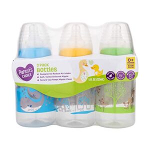 Parents Choice 3 Pack of 5 Ounce Baby Bottles Slow Flow Nipple