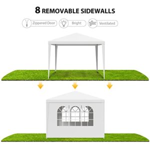 F2C 10 x10 Outdoor Gazebo White Canopy with sidewalls Party Wedding Tent Cater Events Pavilion Beach BBQ (10'X10')