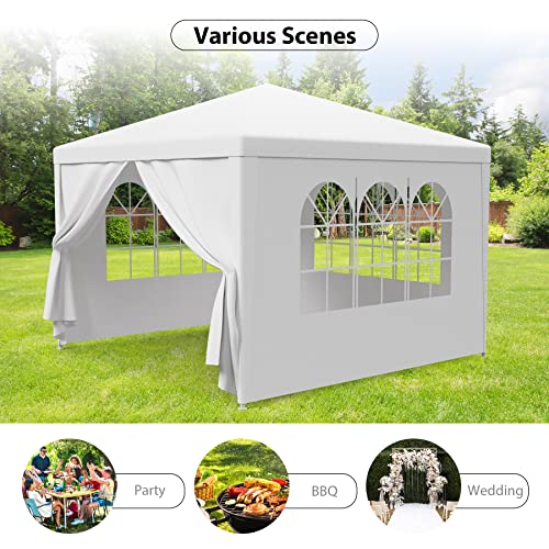 F2C 10 x10 Outdoor Gazebo White Canopy with sidewalls Party Wedding Tent Cater Events Pavilion Beach BBQ (10'X10')