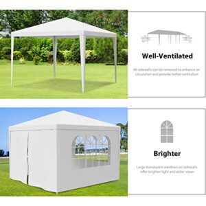 F2C 10 x10 Outdoor Gazebo White Canopy with sidewalls Party Wedding Tent Cater Events Pavilion Beach BBQ (10'X10')