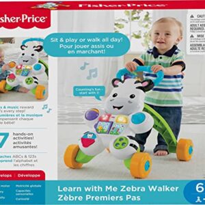 Fisher-Price Baby to Toddler Learning Toy, Learn with Me Zebra Walker with Music Lights and Activities for Ages 6+ Months