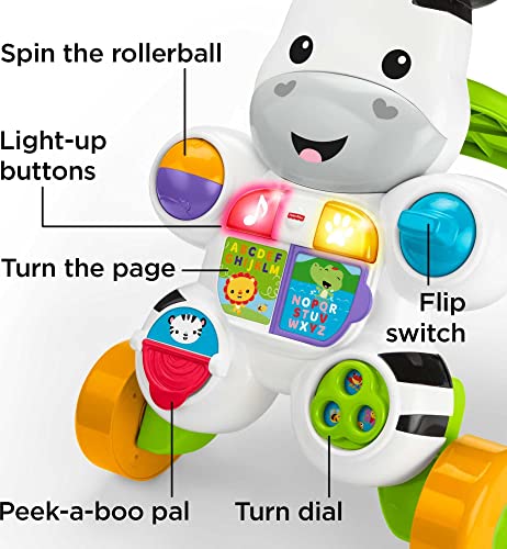 Fisher-Price Baby to Toddler Learning Toy, Learn with Me Zebra Walker with Music Lights and Activities for Ages 6+ Months