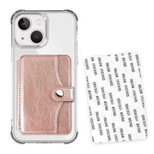 Phone Wallet Stick on,Credit Card Holder for Cell Phone,Leather Minimalist Wallet for Back of Most Smart Phone (Pink)